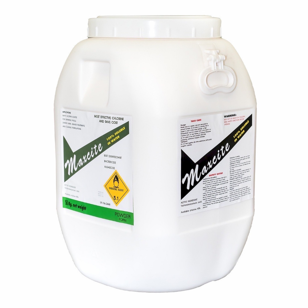 คลอรีนผง 90% T.C.C.A. 90% Powder Maxcite 50Kg – TK Power Summit